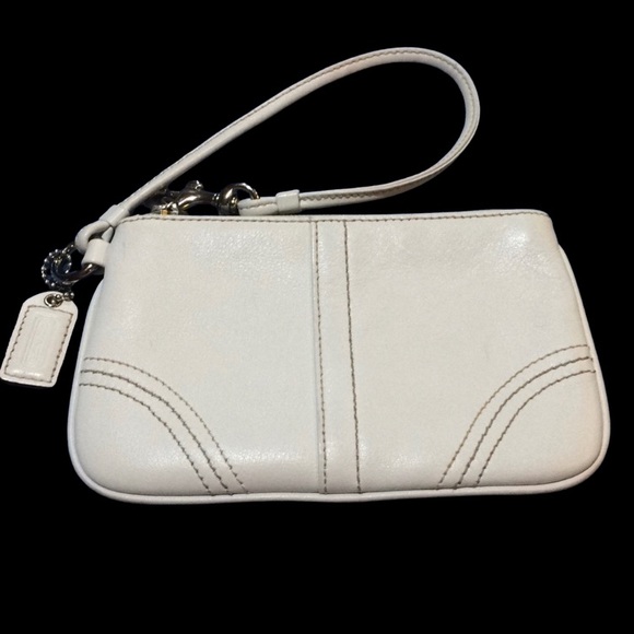 Coach | Bags | Coach White Leather Wristlet | Poshmark